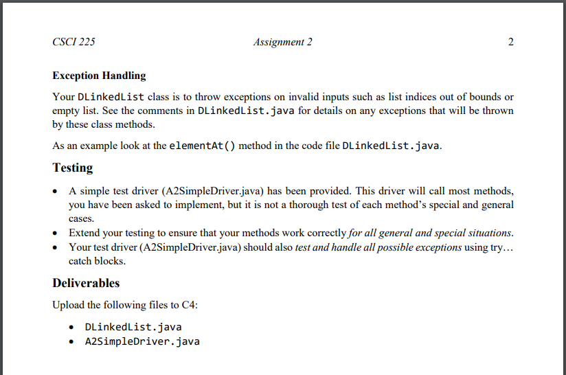 Solved CSCI 225 Assignment 2 A Doubly-Linked List | Chegg.com