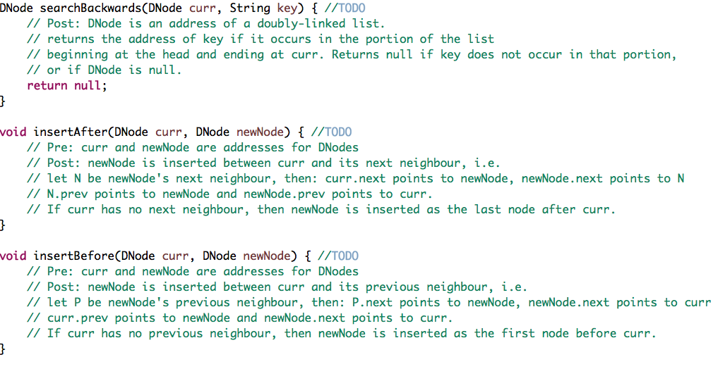 Solved DNode searchBackwards(DNode curr, String key) ITODO | Chegg.com