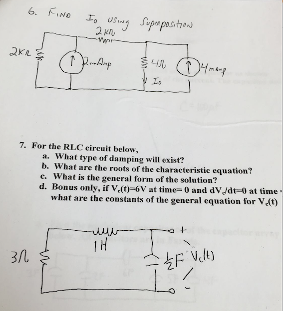 Solved For the RLC circuit below, What type of damping | Chegg.com