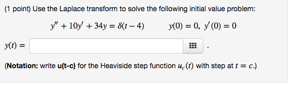 Solved: (Impulse Function) Use The Laplace Transform To So... | Chegg.com