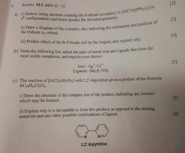 Solved 0. Answer ALL parts a)-c) 13] a) i) Deduce using | Chegg.com