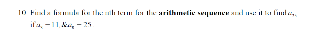 Solved Find a formula for the nth term for the arithmetic | Chegg.com