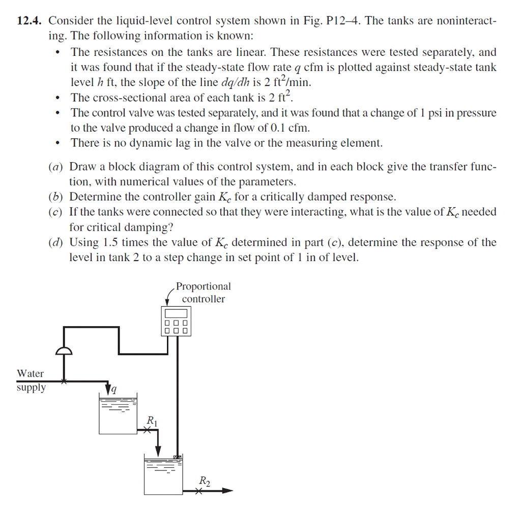 12.4. Consider the liquid-level control system shown | Chegg.com