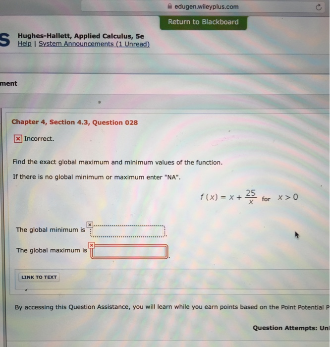 Solved Find The Exact Global Maximum And Minimum Values Of 