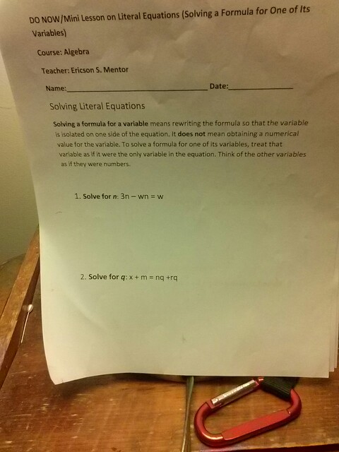 Solved DO NOW/Mini Lesson on Literal Equations (Solving a | Chegg.com