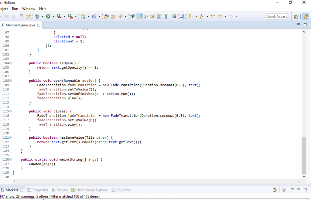 Eclipse ject Run Window Help Quick Access! . ?! | Chegg.com