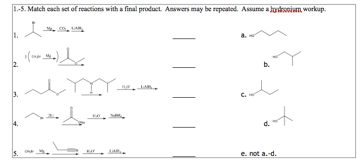 Solved Match each set of reactions with a final product. | Chegg.com