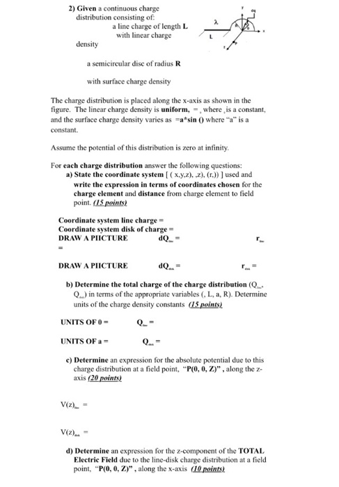 Given a continuous charge distribution consisting of: | Chegg.com