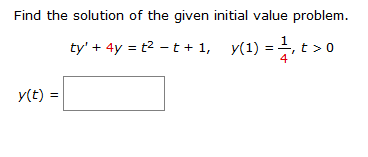 Solved Find the solution of the given initial value problem. | Chegg.com