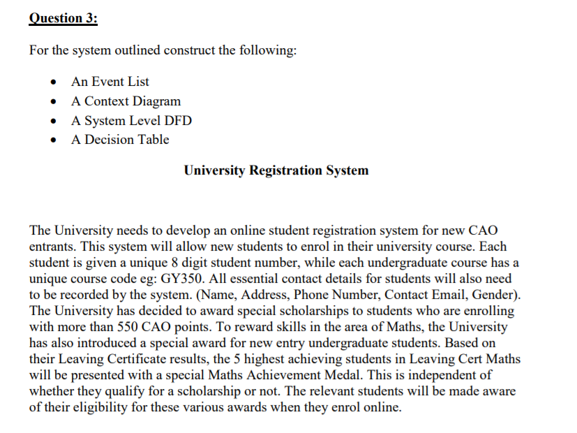 Question 3: For the system outlined construct the | Chegg.com