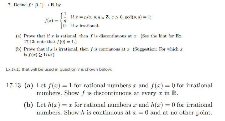 Solved Define f:0,R by if x = p/g, p, q EZ, q > 0, gcd(p, q) | Chegg.com