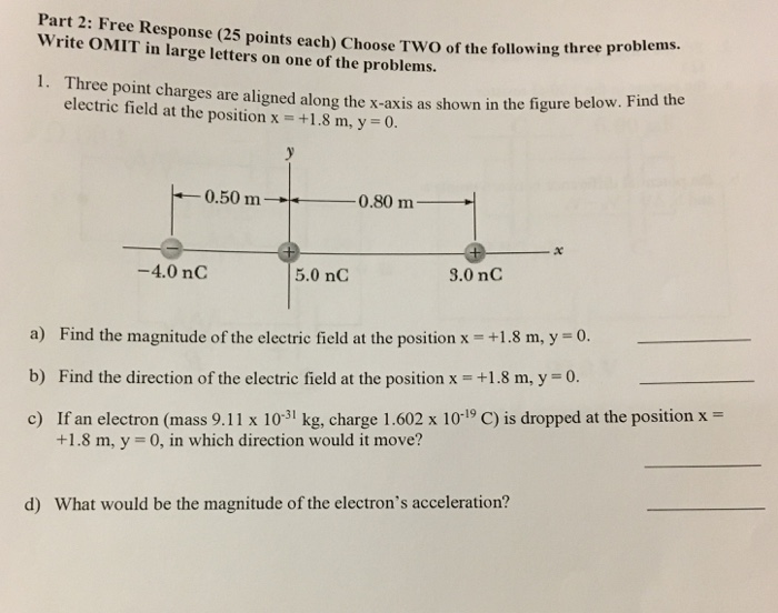 Solved Three point charges are aligned along the x-axis as | Chegg.com