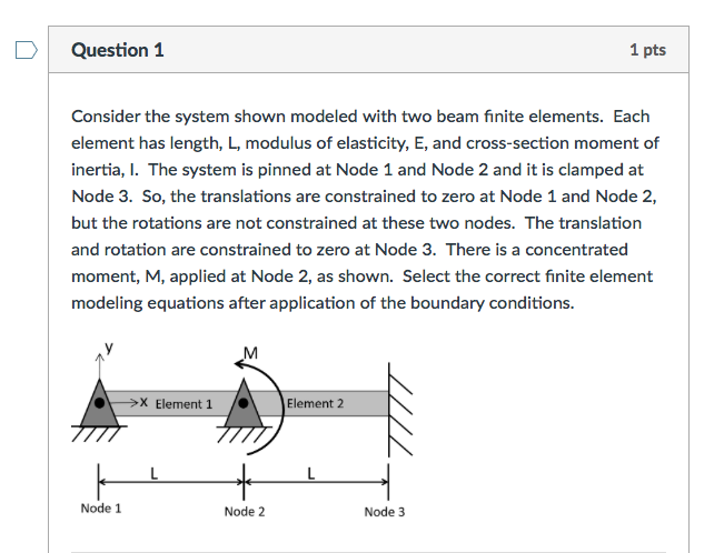 Solved D Question 1 1 pts Consider the system shown modeled | Chegg.com