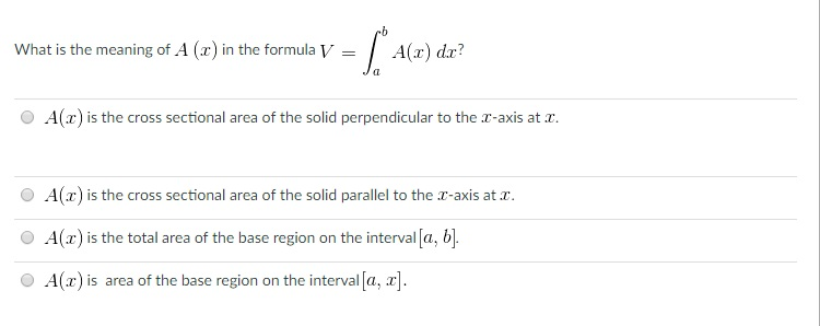 Solved What is the meaning of A(x) in the formula V = | Chegg.com
