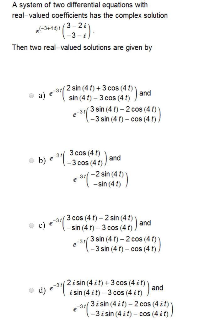 Solved A system of two differential equations with | Chegg.com