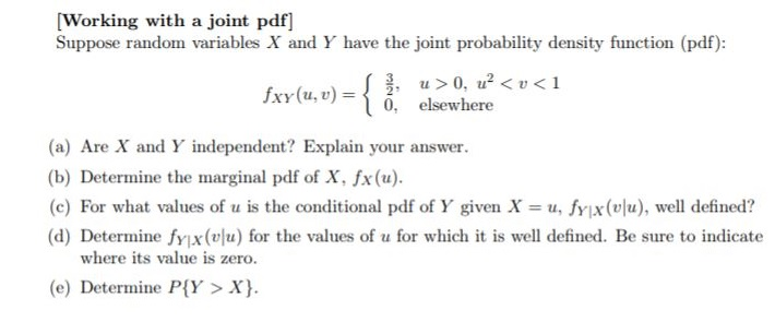 Solved Working with a joint pdf Suppose random variables X | Chegg.com