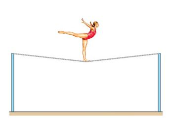 Solved A woman is balancing on a high wire which is tightly | Chegg.com
