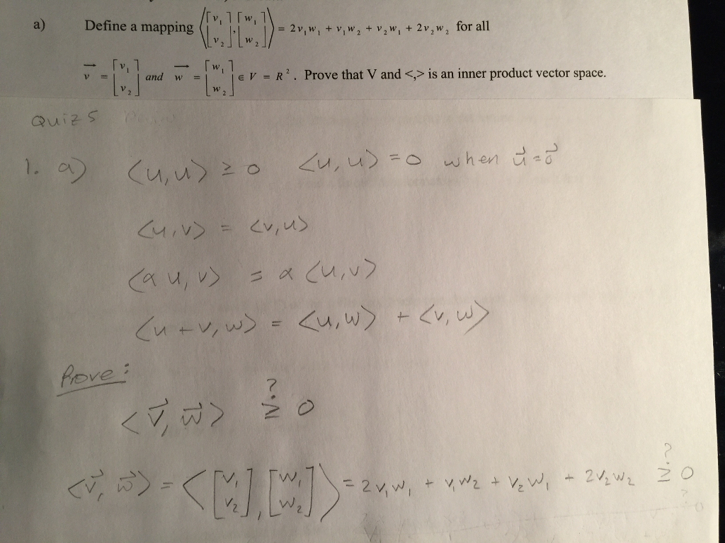 Solved I need to prove is an inner product vector | Chegg.com