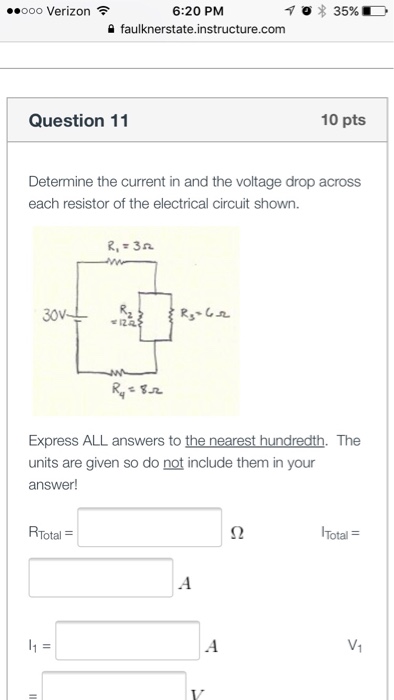 Solved Determine the current in and the voltage drop across | Chegg.com