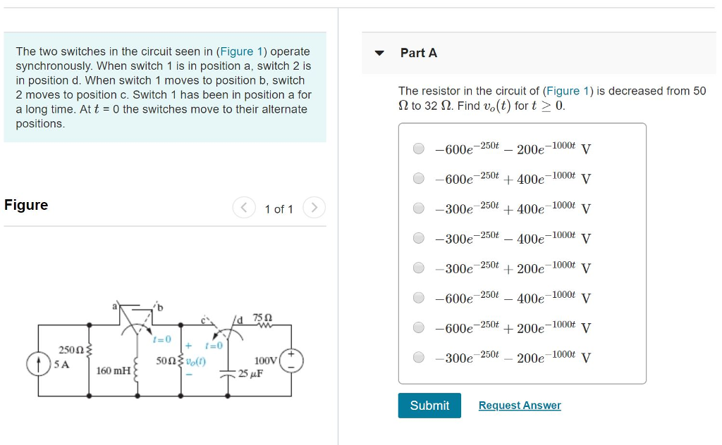 Solved The two switches in the circuit seen in (Figure 1) | Chegg.com