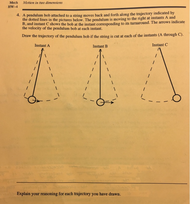 Solved A pendulum bob attached to a string back and forth | Chegg.com
