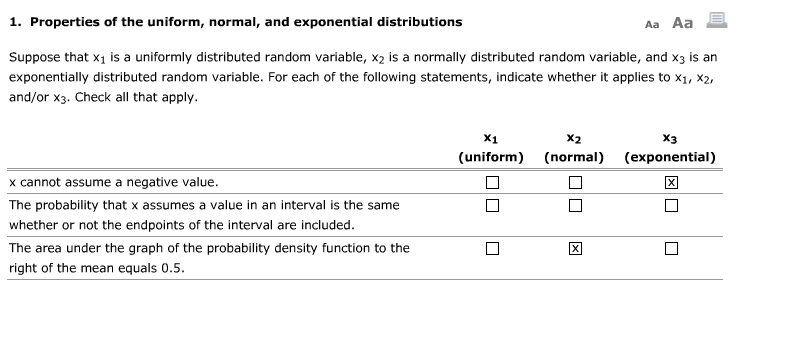 Solved 1. Properties of the uniform, normal, and exponential | Chegg.com