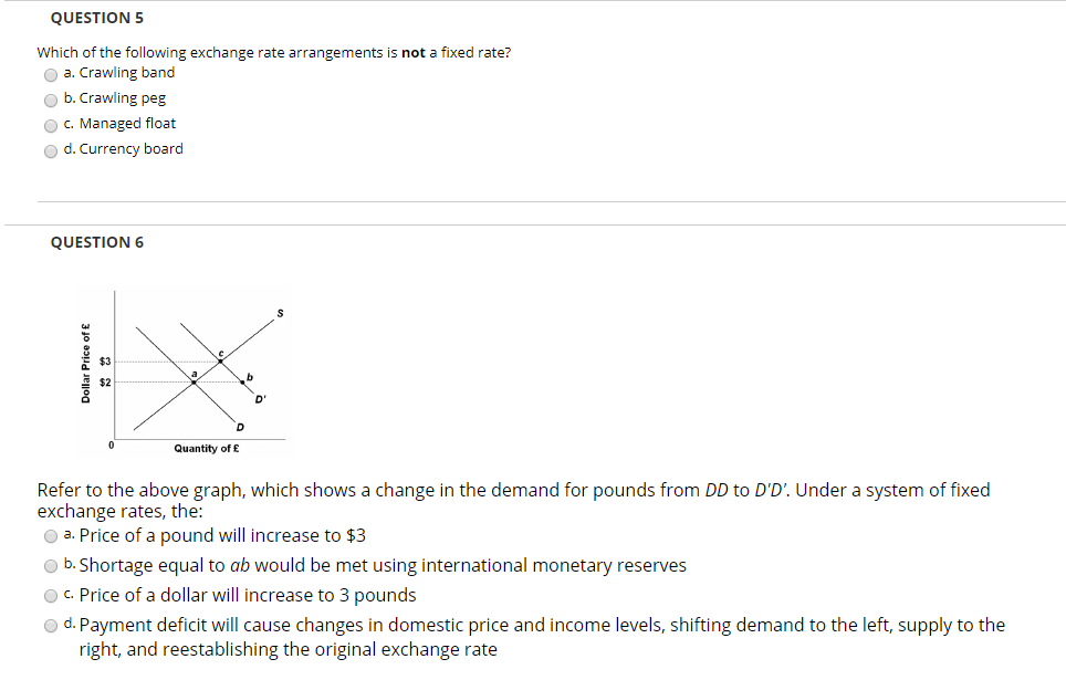 Solved QUESTION 5 Which of the following exchange rate | Chegg.com