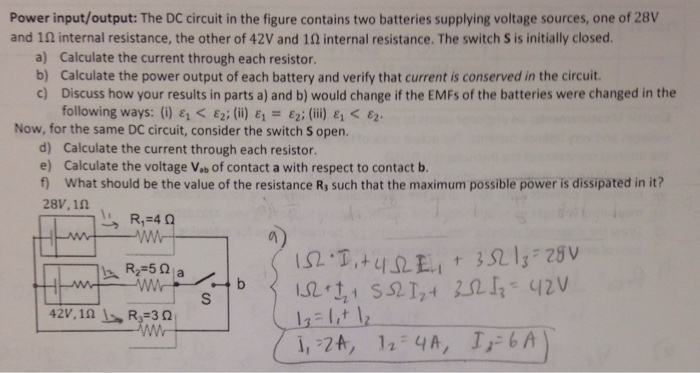 Solved Power input/output: The DC circuit in the figure | Chegg.com