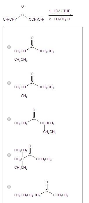 Solved 1. LDA THF H,CH 2. CH3 CH Cl CH: CH. CH C H,CH CH3CH2 | Chegg.com