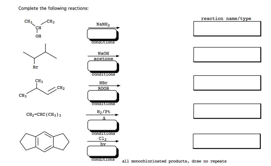 Complete the following reactions and name the | Chegg.com