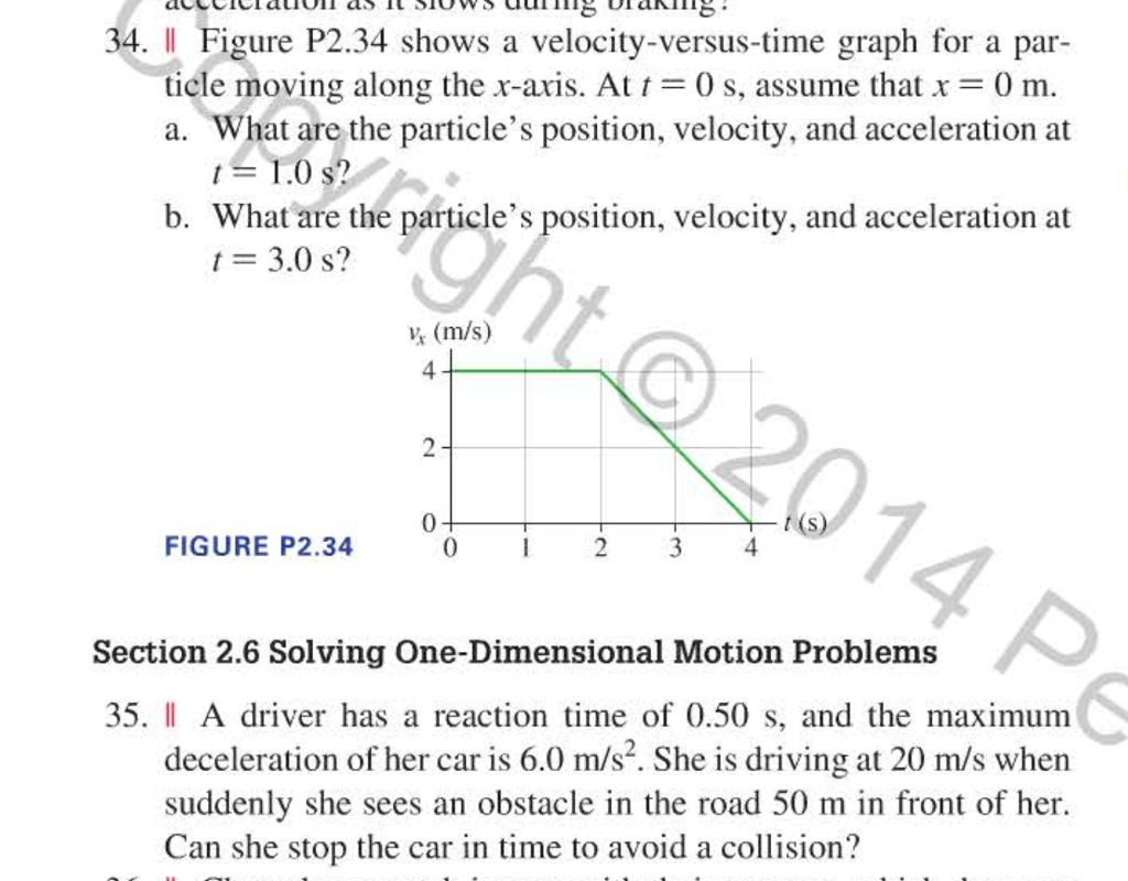 Solved 34. Il Figure P2.34 shows a velocity-versus-time | Chegg.com