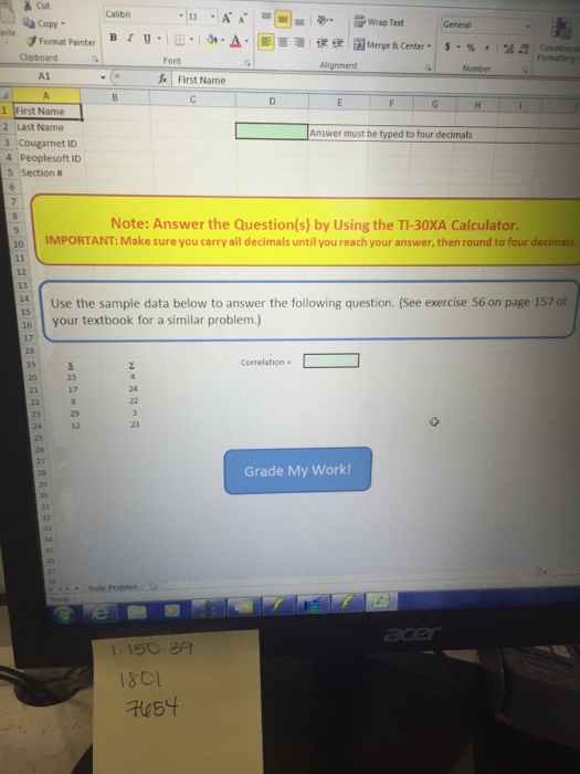 Solved Use the sample data below to answer the following | Chegg.com