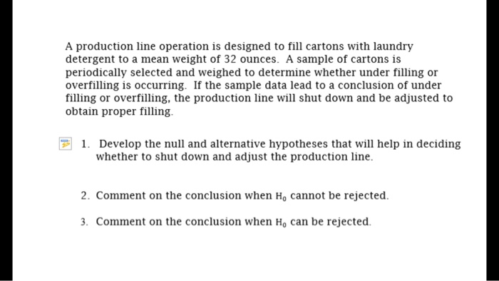 Solved A production line operation is designed to fill | Chegg.com