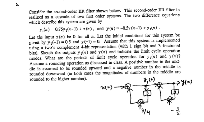 Solved Consider The Second Order Iir Filter Shown Below
