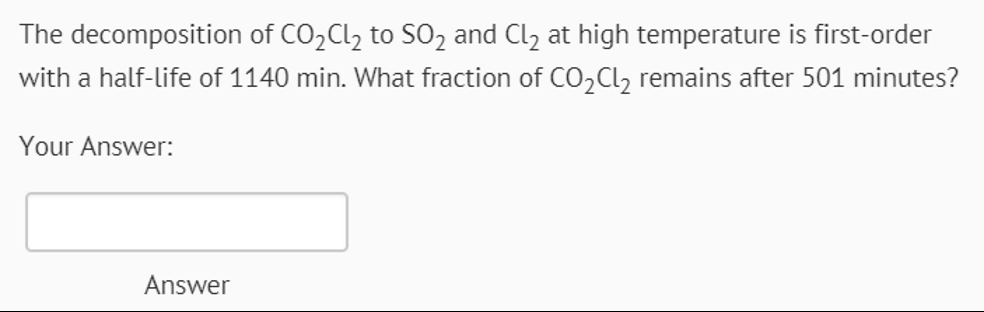 Solved The decomposition of Co2Cl2 to SO2 and Cl2 at high | Chegg.com