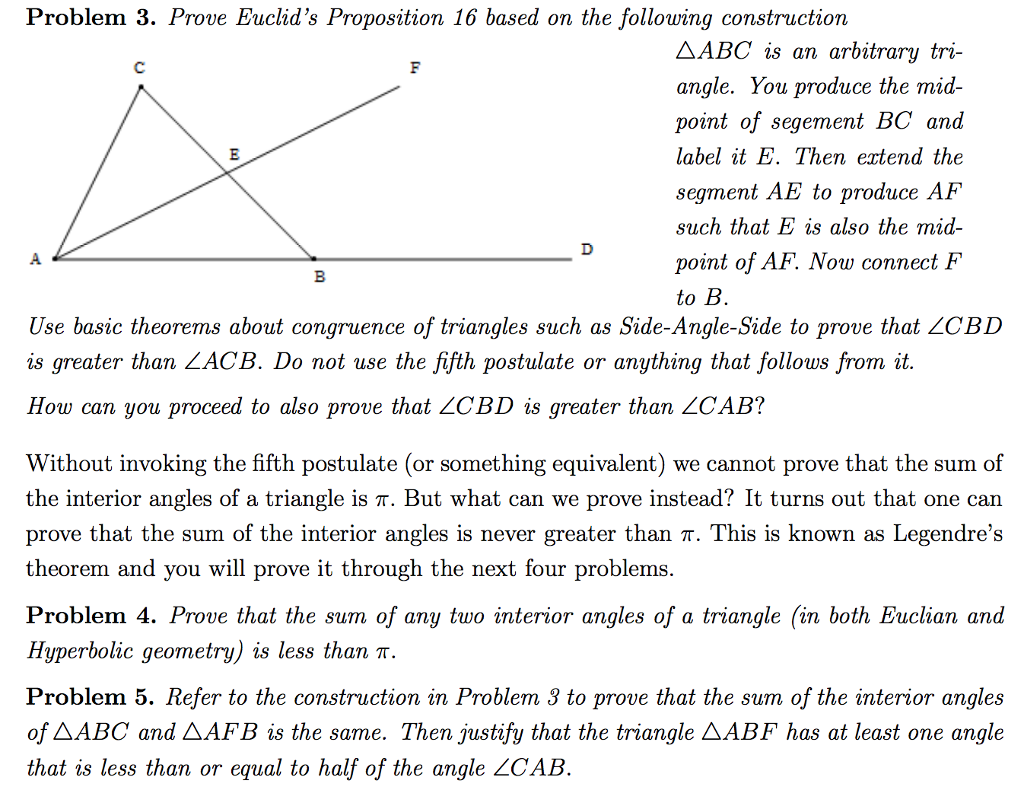 Solved Prove Euclid's Proposition 16 based on the following | Chegg.com