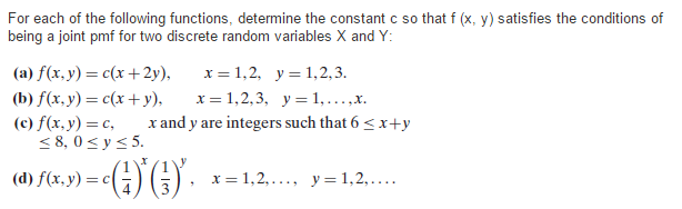 Solved For each of the following functions, determine the | Chegg.com