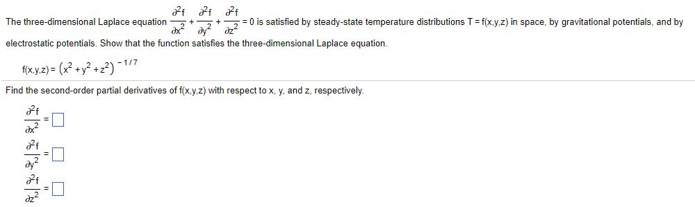 Solved The Three Dimensional Laplace Equation 0 1s Satis