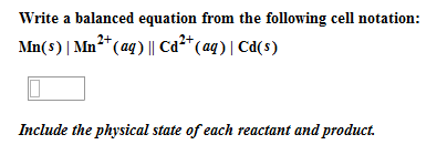 Solved Write a balanced equation from the following cell | Chegg.com