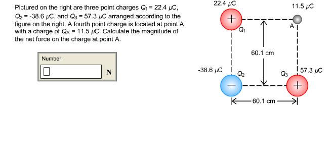 Solved Pictured on the right are three point charges Q1 = | Chegg.com