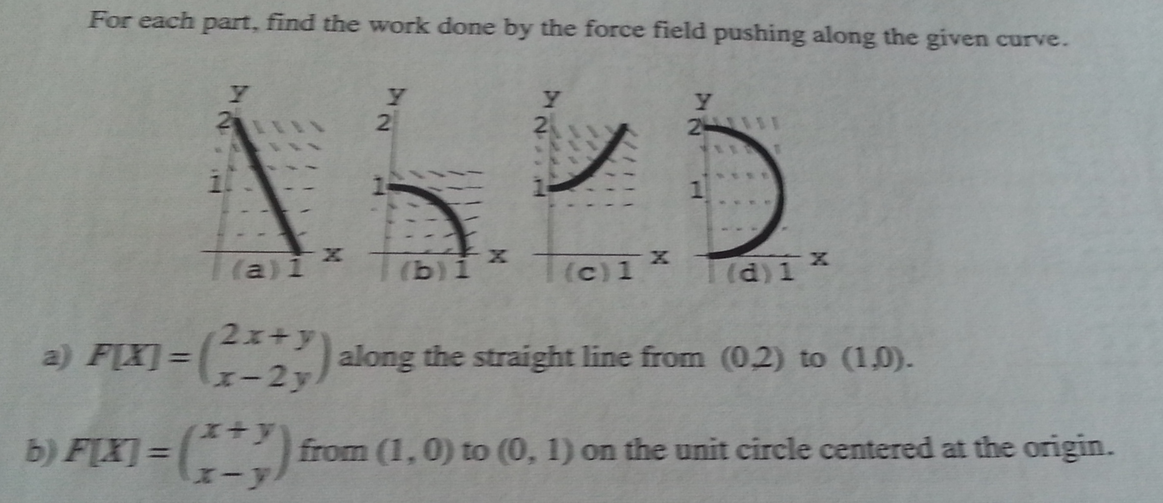 For each part, find the work done by the force field | Chegg.com