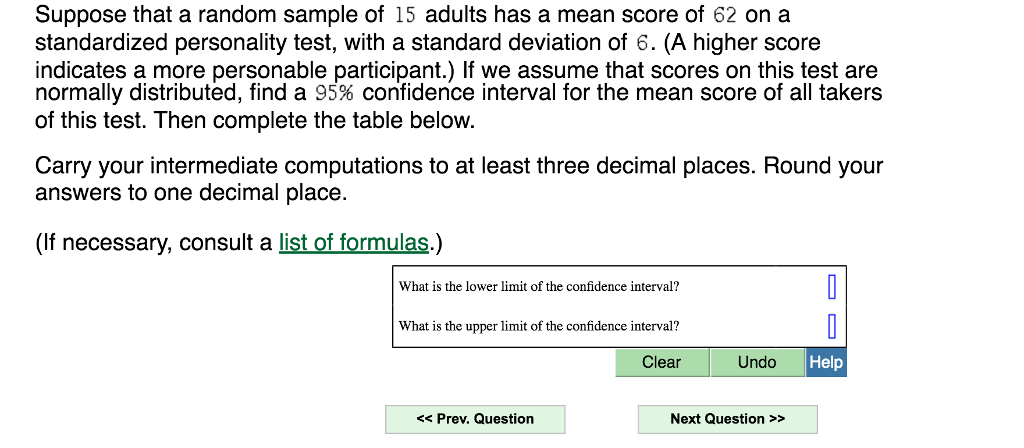 Solved Suppose That A Random Sample Of 15 Adults Has A Mean