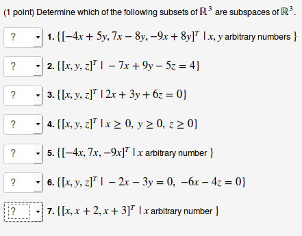 Solved Determine which of the following subsets of R^3 are | Chegg.com