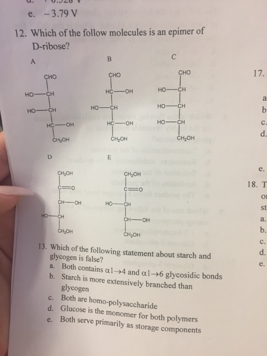 Solved Which of the follow molecules is an epimer of | Chegg.com