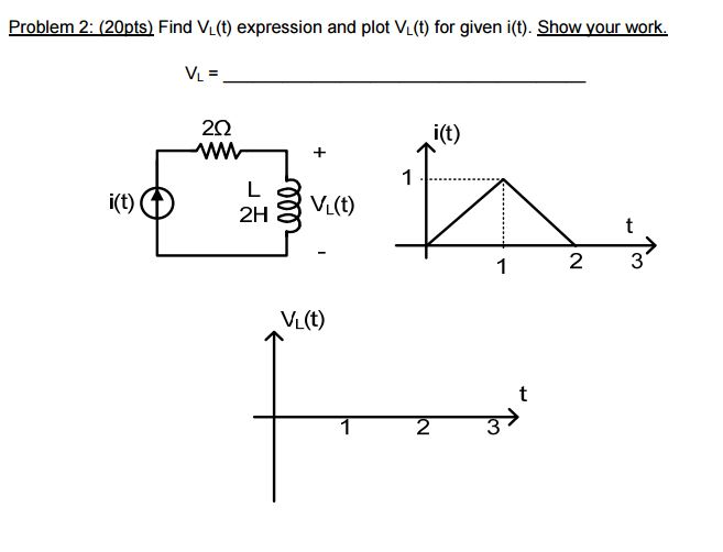 Solved Find V_L (t) expression and plot V_L (t) for given | Chegg.com