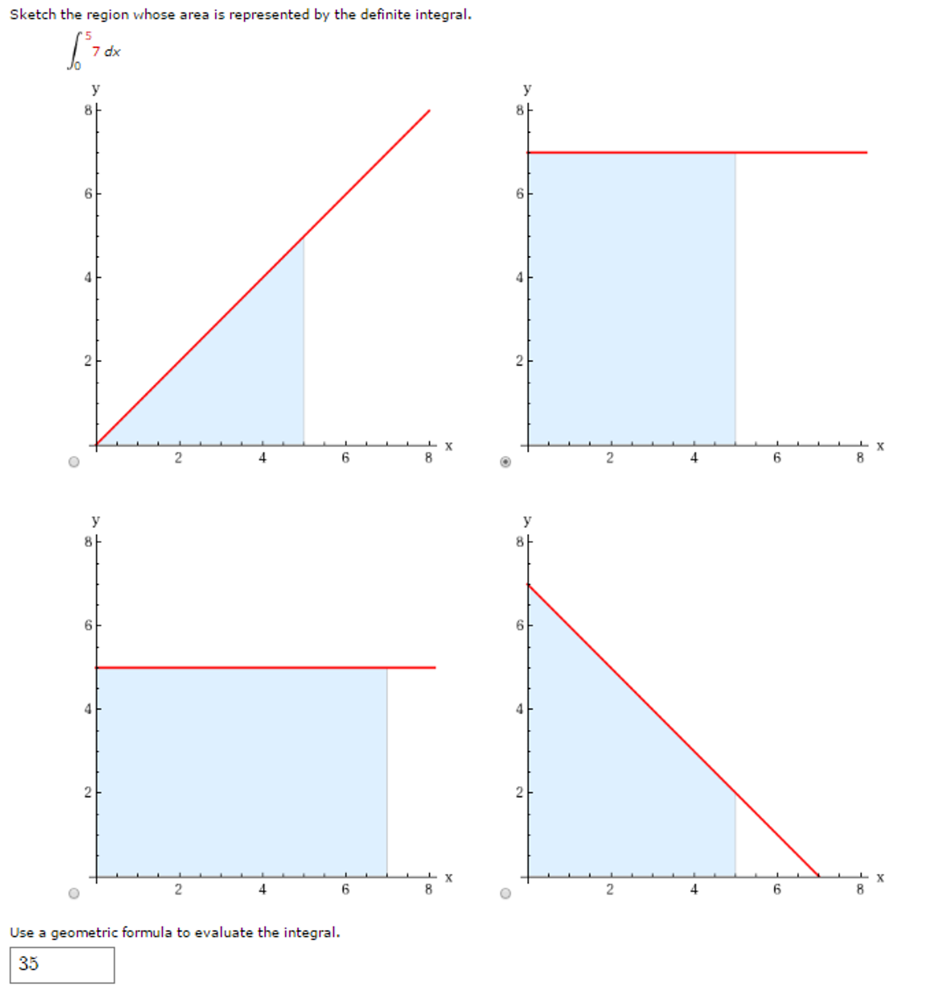 Solved Sketch the region whose area is represented by the | Chegg.com