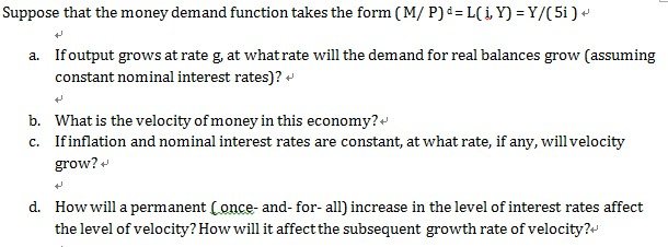 Solved Suppose that the money demand function takes the form | Chegg.com