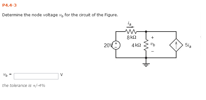 Solved Determine the node voltage vb for the circuit of the | Chegg.com