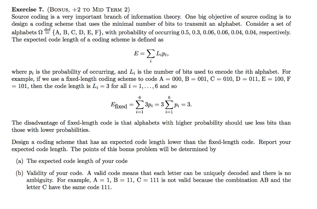 Solved Source coding is a very important branch of | Chegg.com