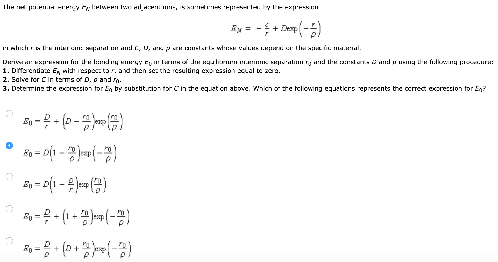 Solved The net potential energy E_N between two adjacent | Chegg.com